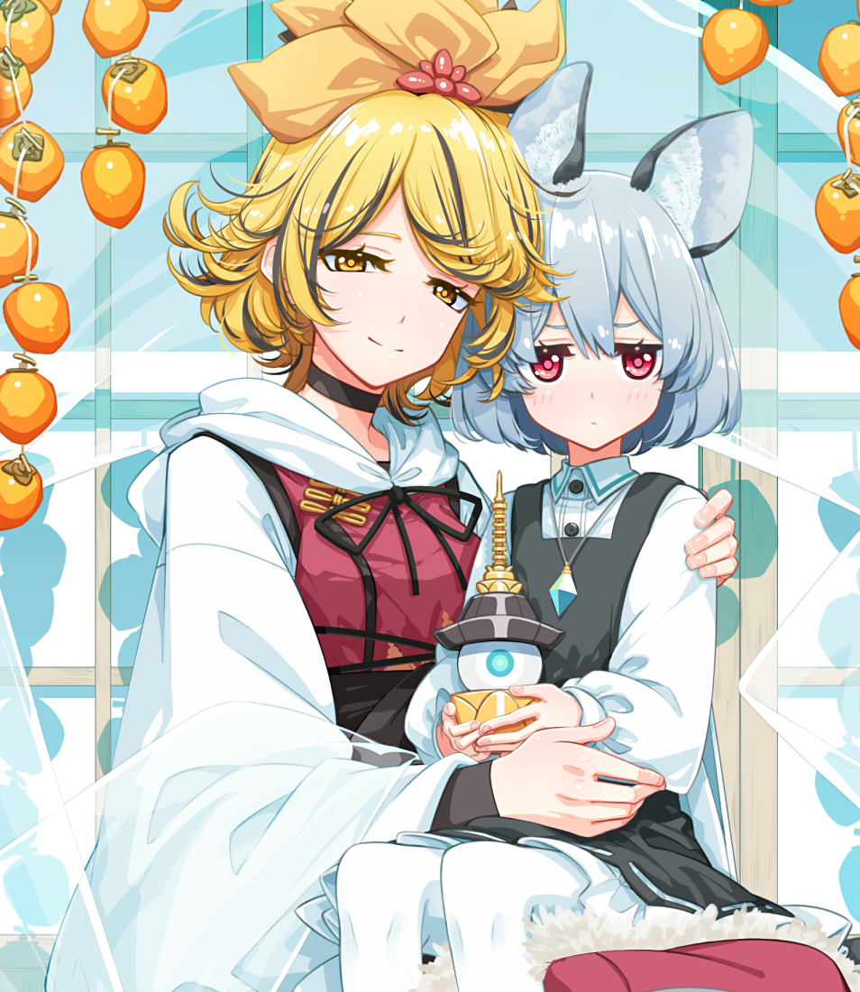 Safebooru - 2girls :| animal ear fluff animal ears bangs belt bishamonten's pagoda black belt ...