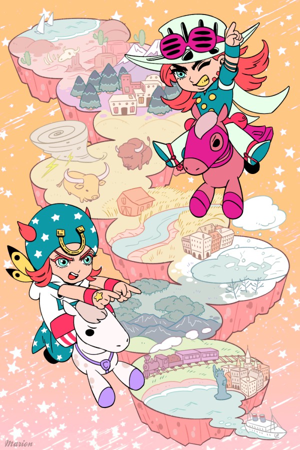 Safebooru - 2boys beanie bison blue eyes boat chibi city cow skull ...