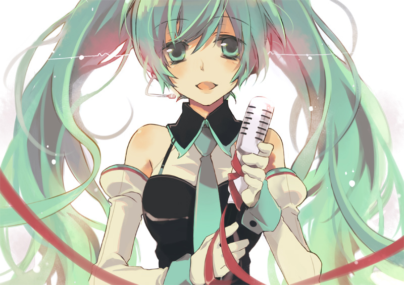 Safebooru - aqua eyes aqua hair elbow gloves gloves hatsune miku headset jonejung long hair ...