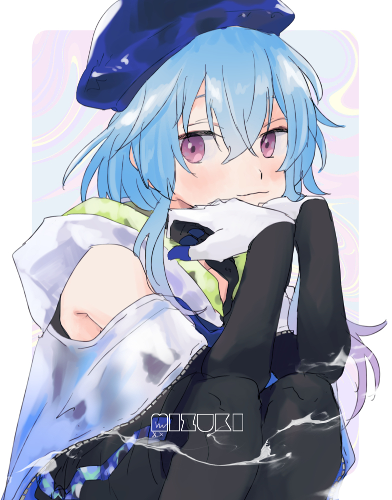 Safebooru - 1boy arknights bangs bare shoulders beret blue hair blue headwear blush closed mouth ...