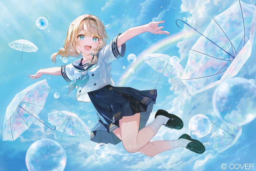 Safebooru - 1girl :d aqua eyes black hairband black sailor collar black ...