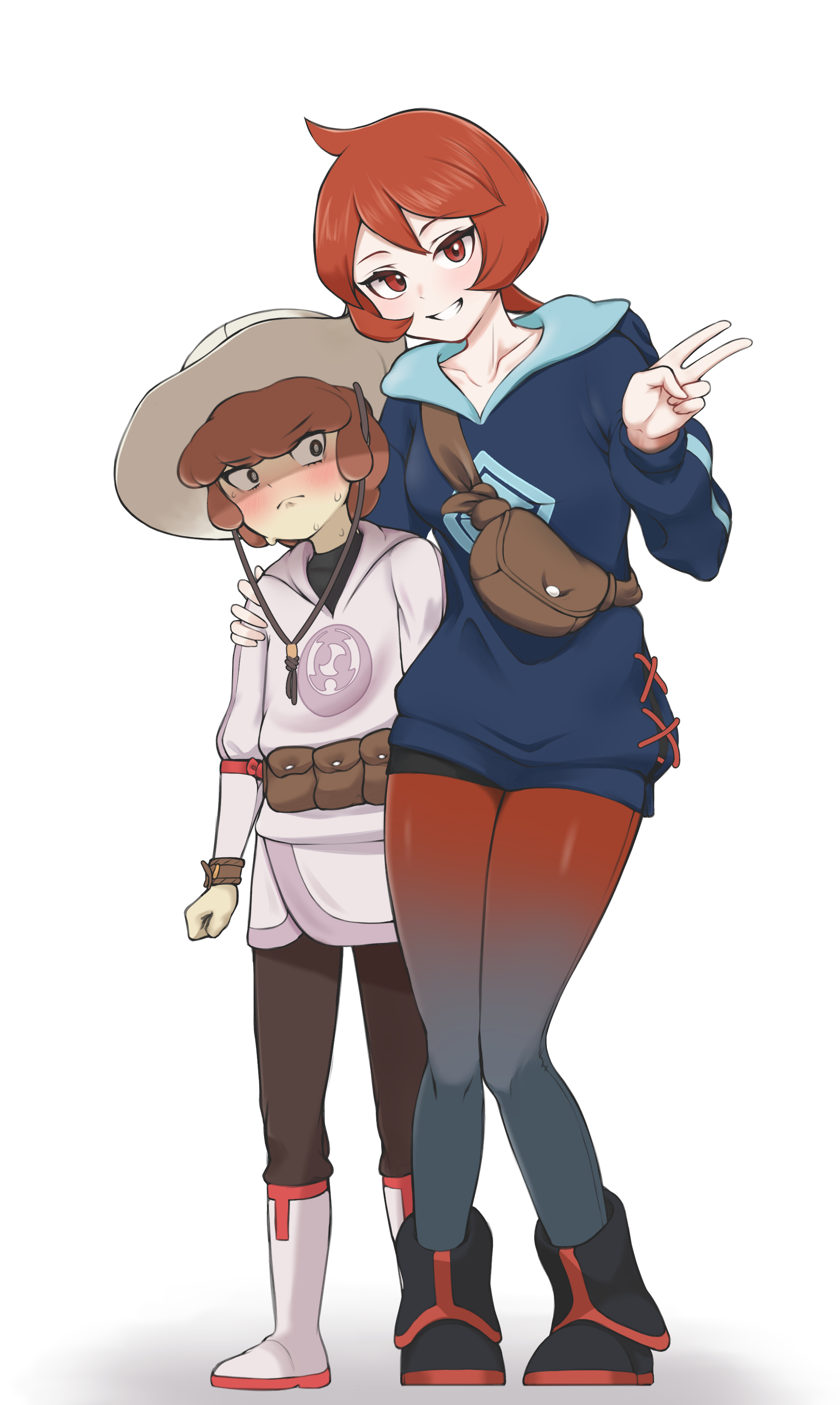 Safebooru - 1boy 1girl absurdres arezu (pokemon) bangs black footwear blush boots brown bag ...