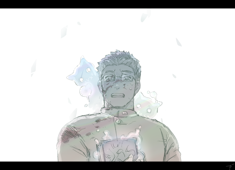 Safebooru - 1boy blood blood on face book creature creature on shoulder ...