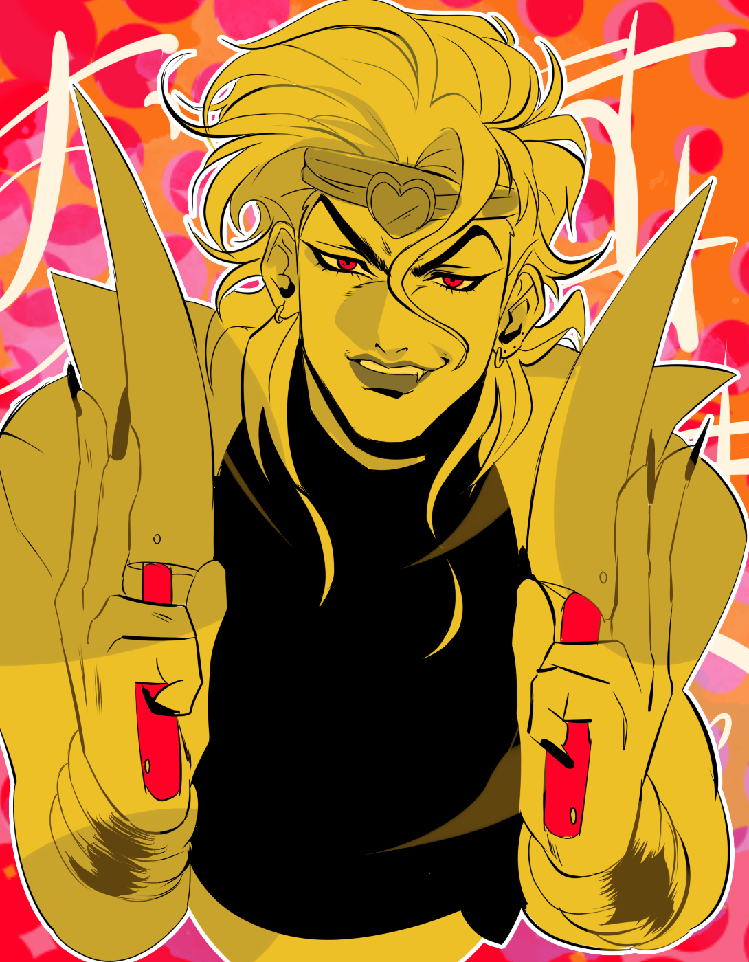 Safebooru - 1boy black nails claws dio brando dual wielding fangs ...