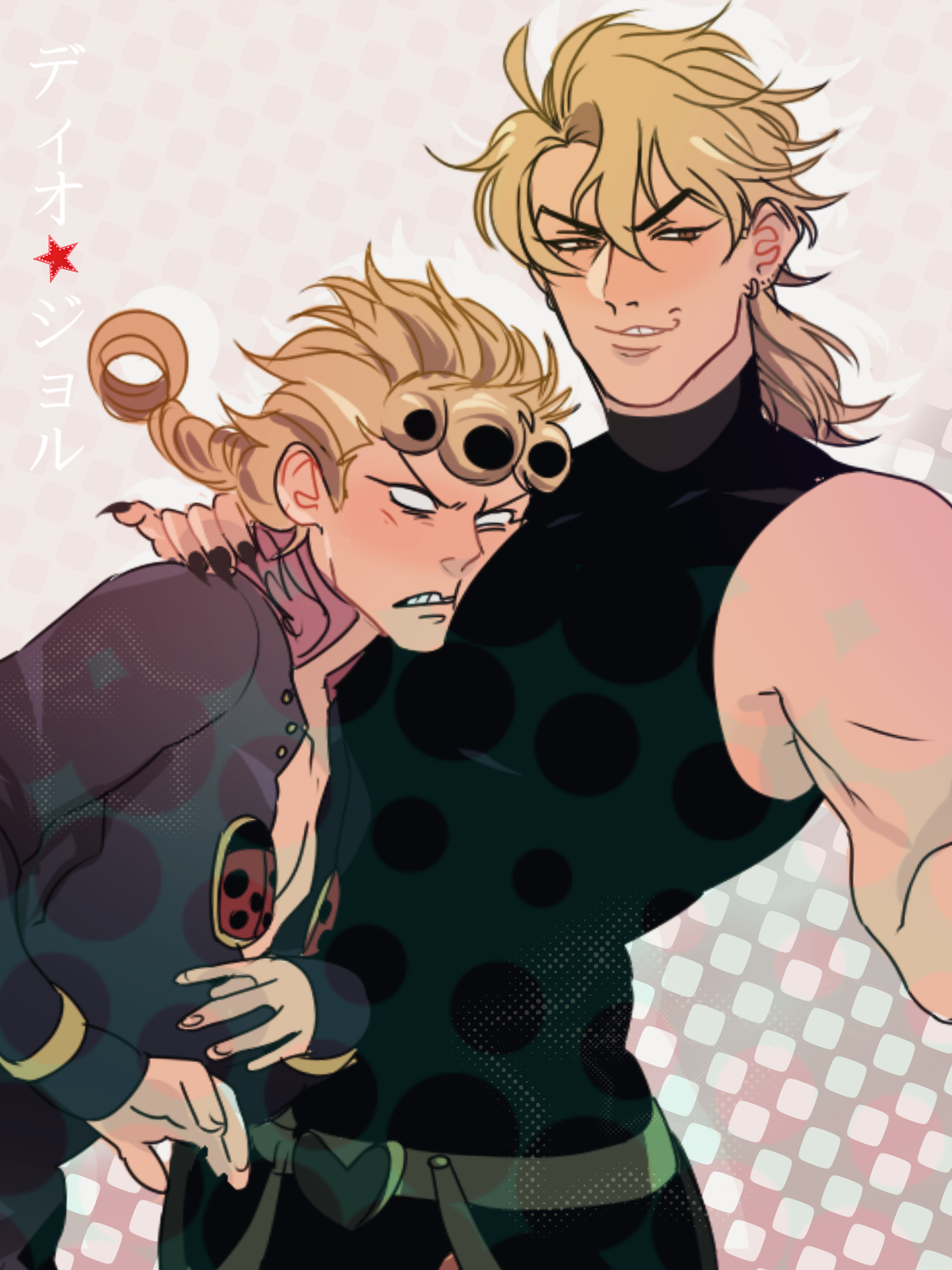 Safebooru - 2boys between pectorals black nails blank eyes blonde hair blue eyes braid bug claws ...