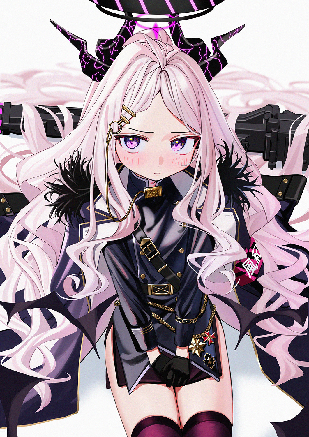Safebooru - 1girl armband belt black gloves black skirt black wings blue archive blush buttons ...