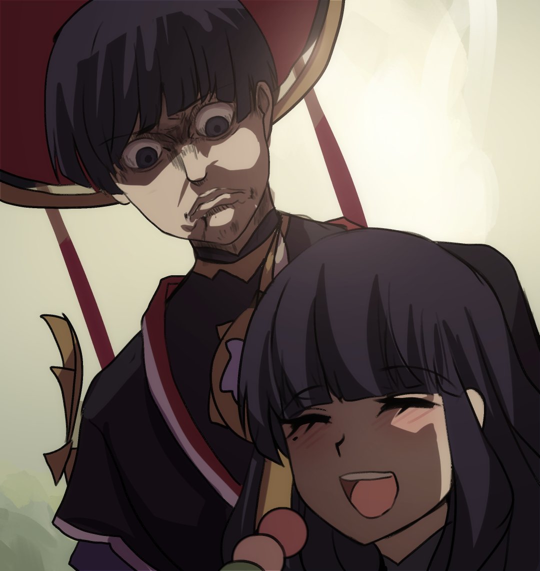 Safebooru - 1boy 1girl :d ^ ^ angry blush closed eyes closed mouth ...