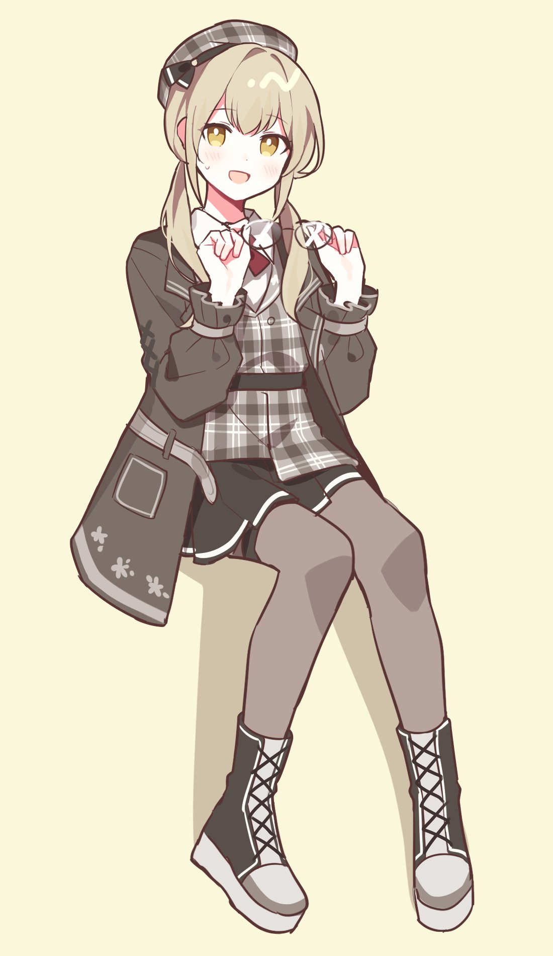 Safebooru - 1girl :d azusawa kohane bangs belt beret black belt black footwear black skirt ...