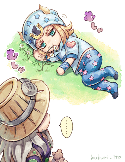 Safebooru - 2boys blonde hair blue eyes chibi dyresbroom eating flower ...