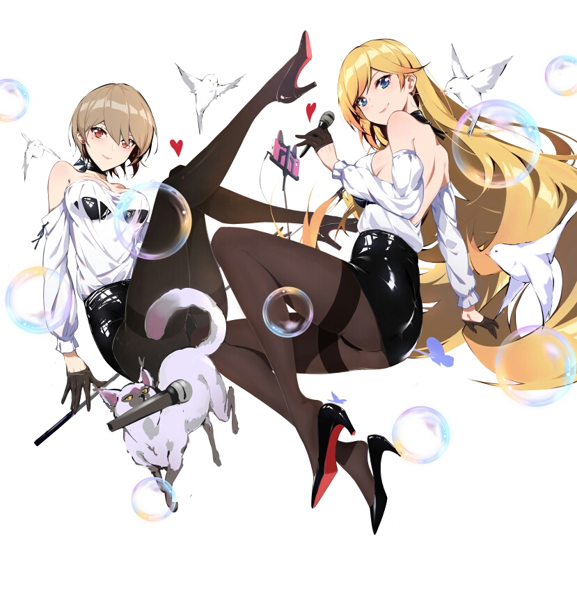 Safebooru - 2girls animal backless outfit bangs bare shoulders bianka durandal ataegina bird ...