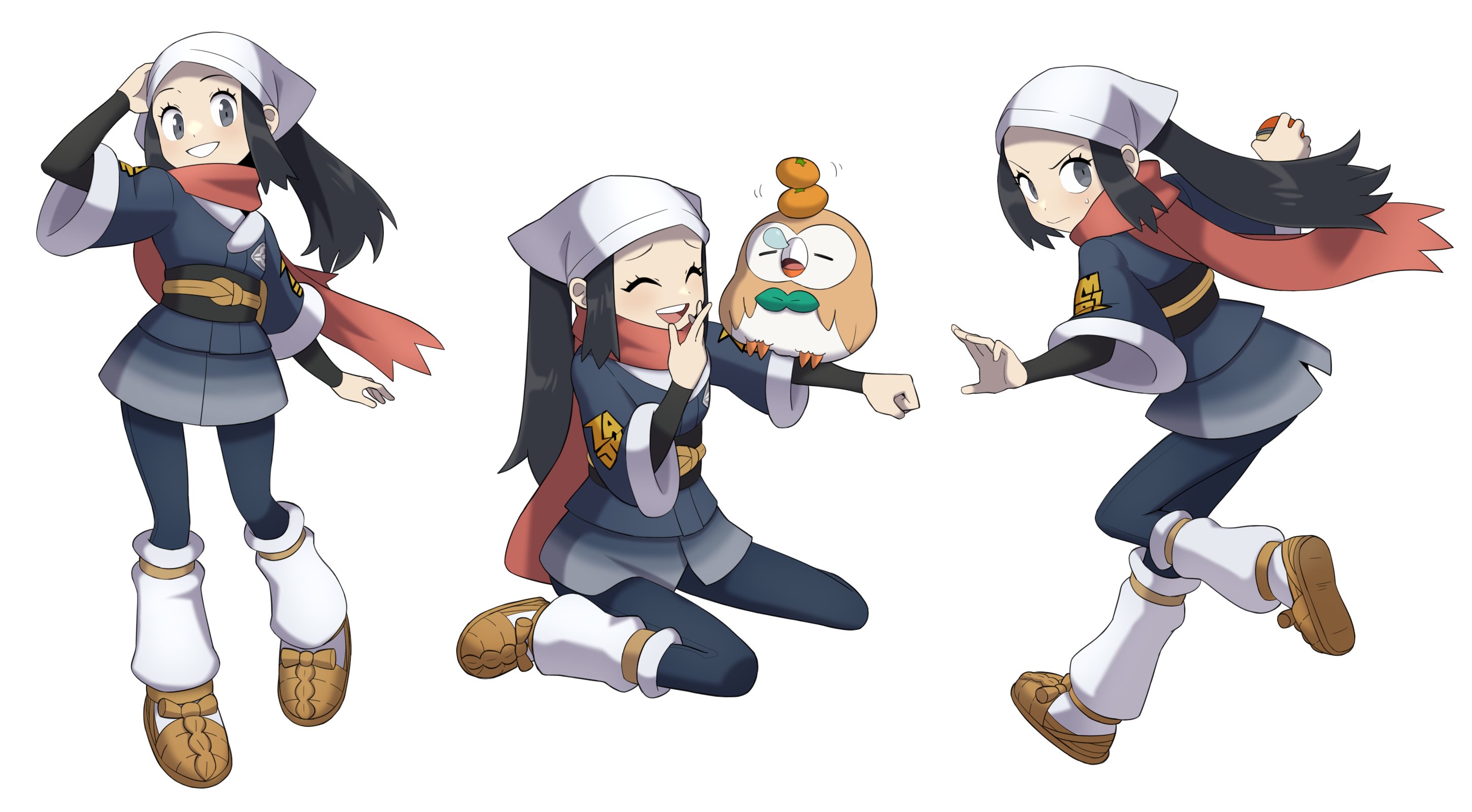 Safebooru - 1girl akari (pokemon) bird black hair eyelashes flowers-imh ...