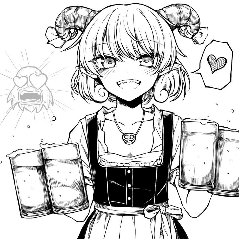 Safebooru - 1girl alcohol alternate costume apron beer beer mug ...