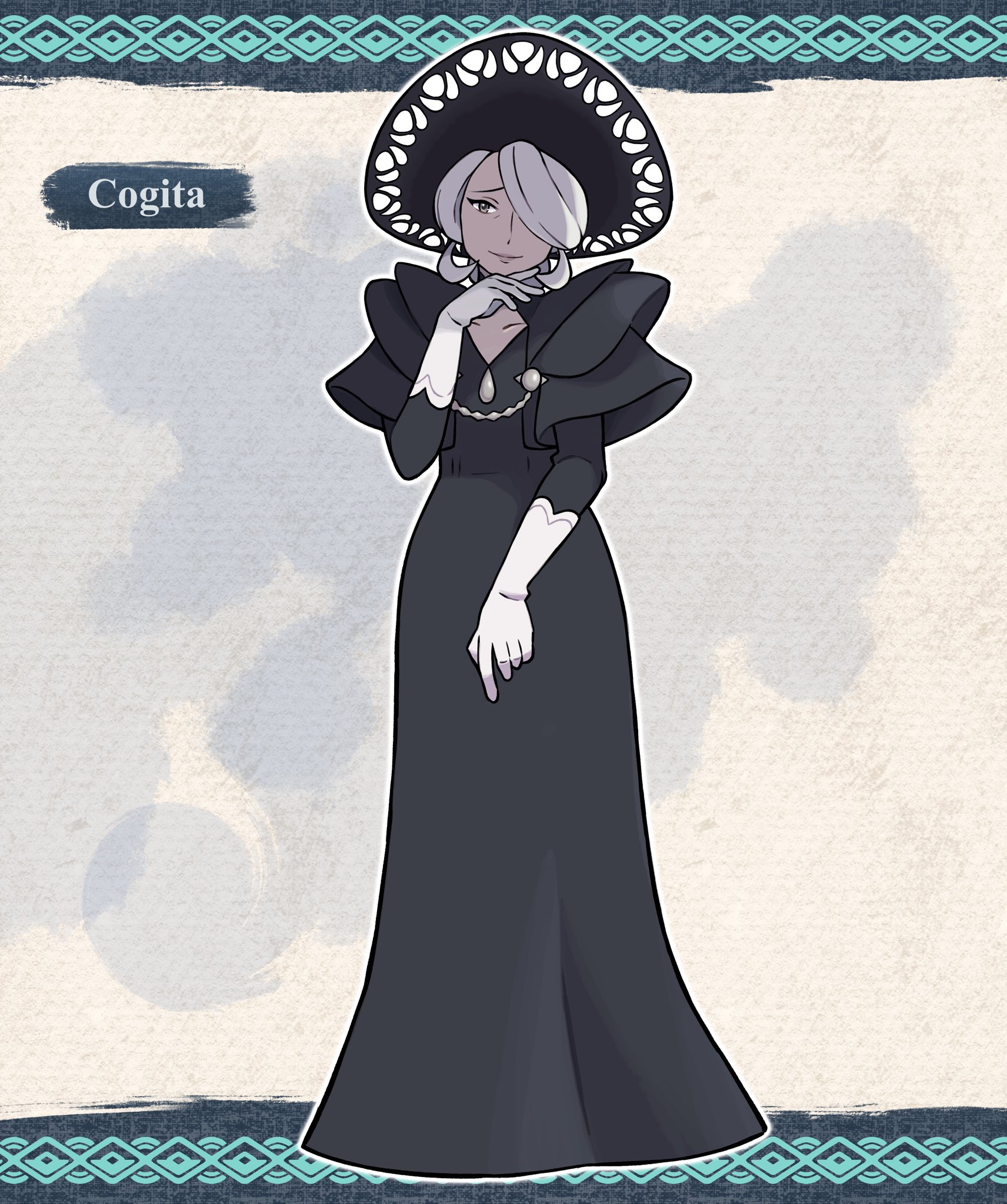 Safebooru - 1girl black dress character name cogita (pokemon) collarbone dreambig dress full ...