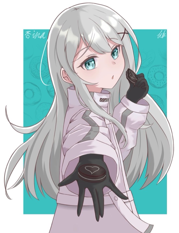 Safebooru - 1girl blue eyes gloves grey hair hair ornament hairclip ...
