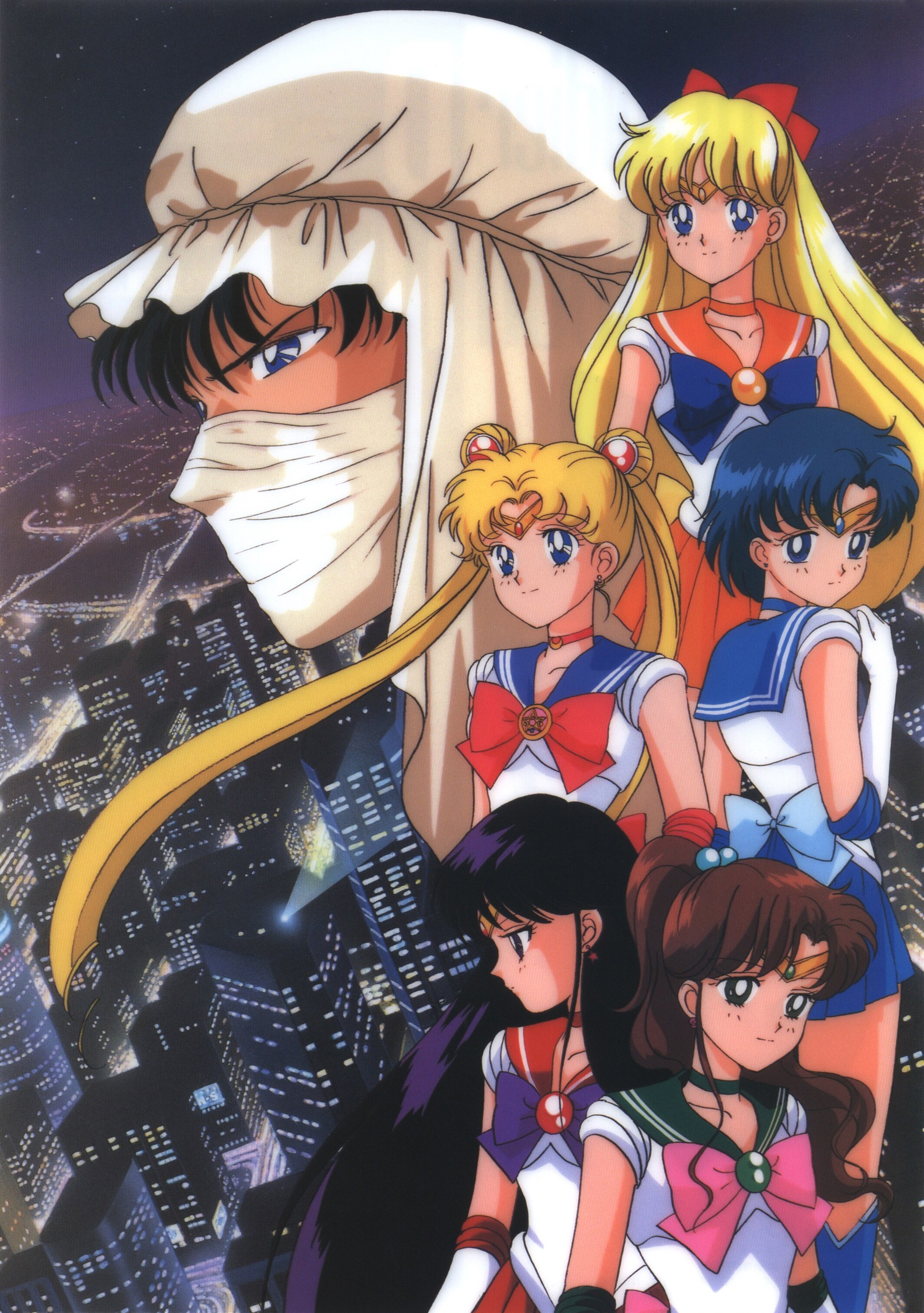 Safebooru - 1990s (style) 1boy 5girls absurdres aino minako back bow bishoujo senshi sailor moon ...