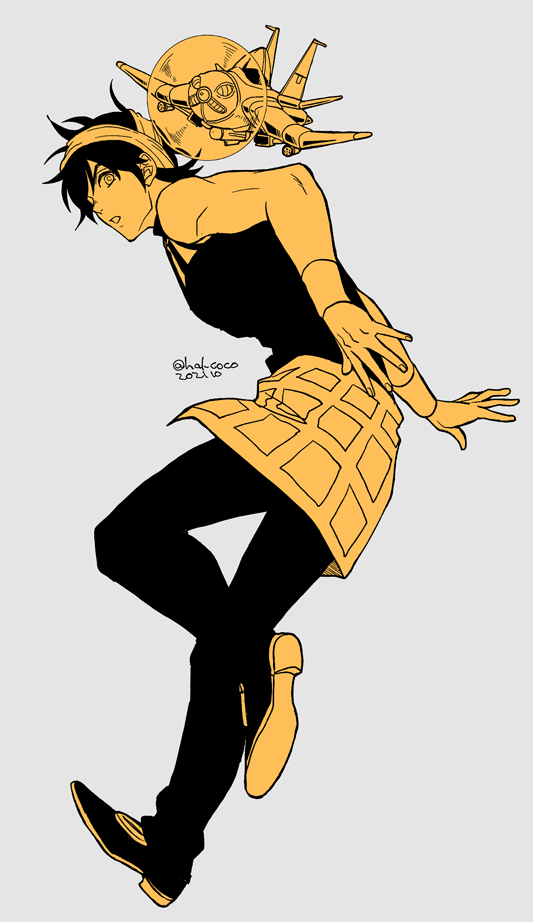 Safebooru - 1boy aerosmith (stand) aircraft airplane bare shoulders ...