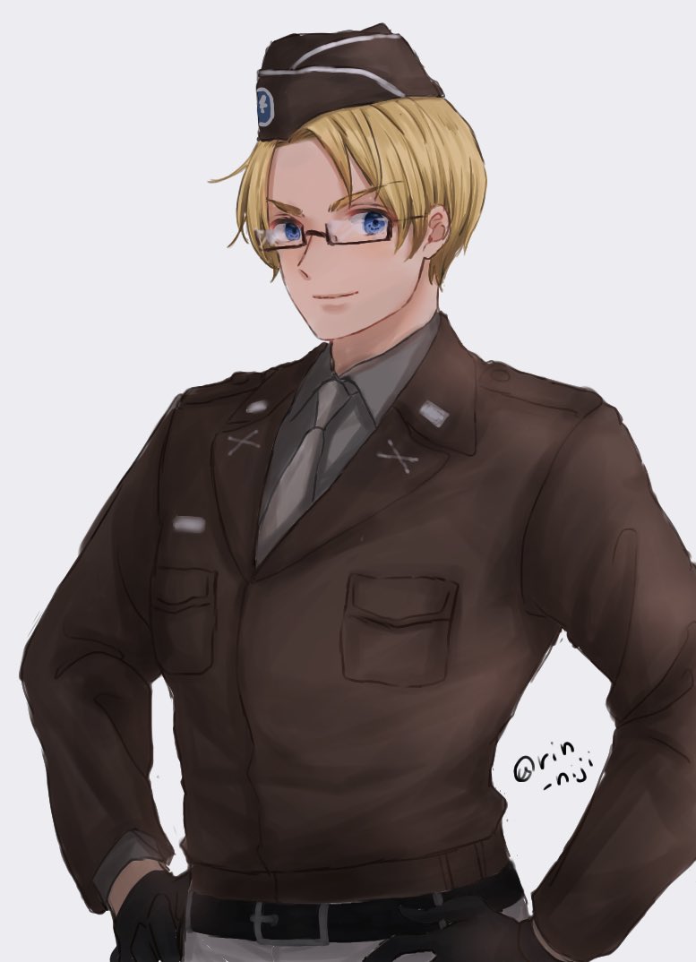 Safebooru - 1boy america (hetalia) axis powers hetalia black gloves blonde hair blue eyes brown ...