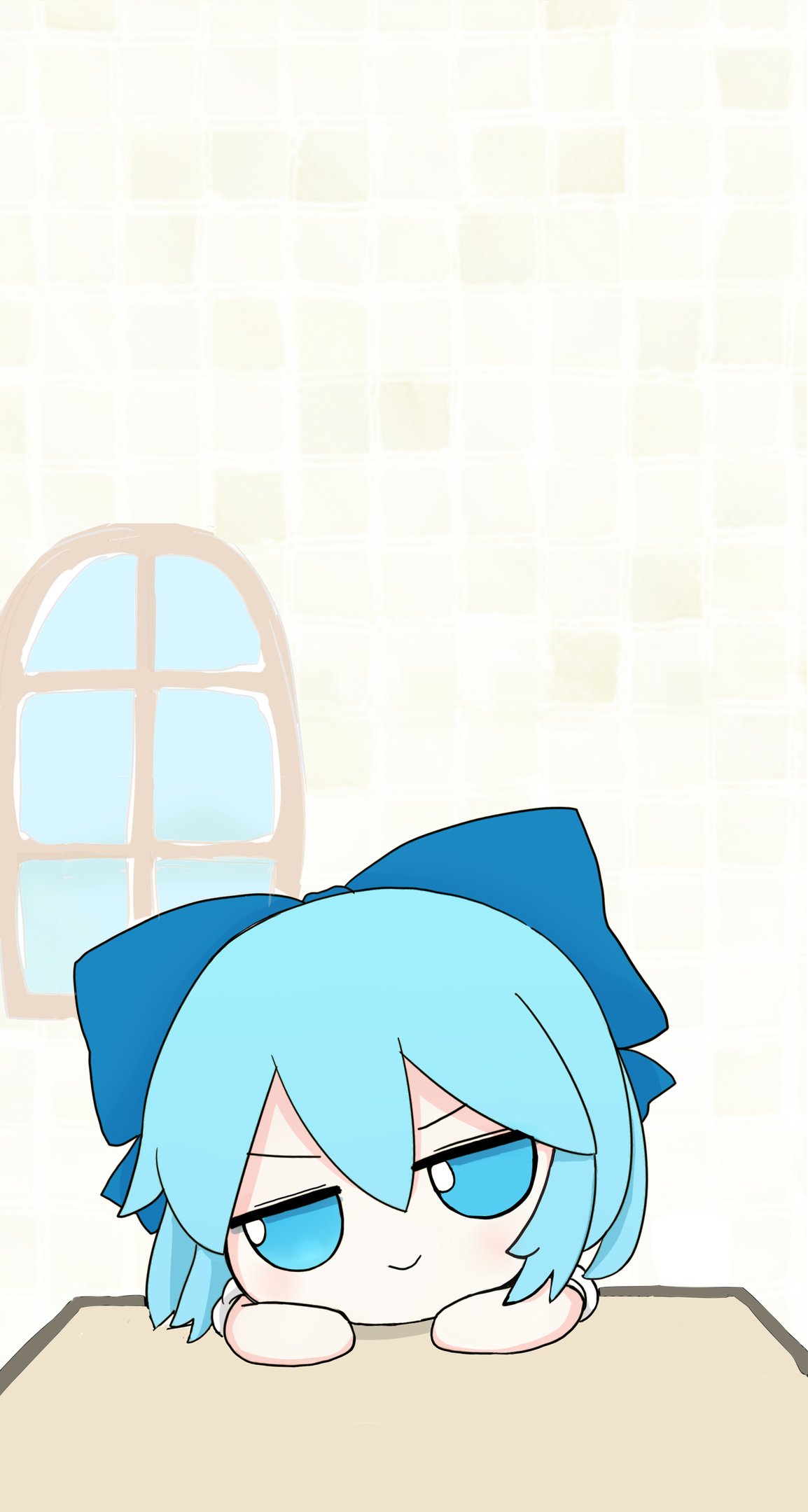 Safebooru - blue bow blue eyes blue hair bow cirno desk fumo (doll ...