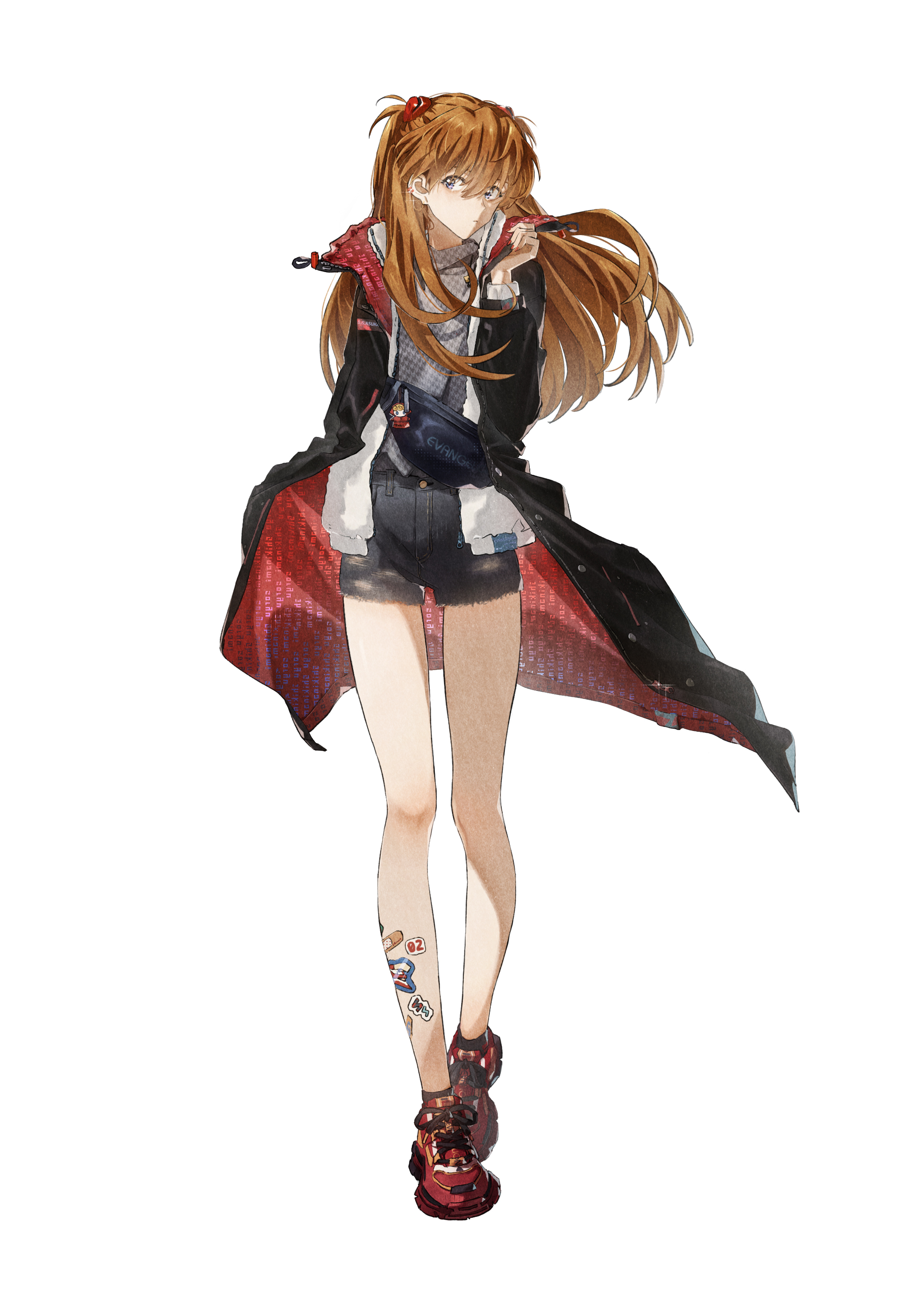 Safebooru - 1girl absurdres bangs bare legs black coat black shorts brown eyes brown hair ...