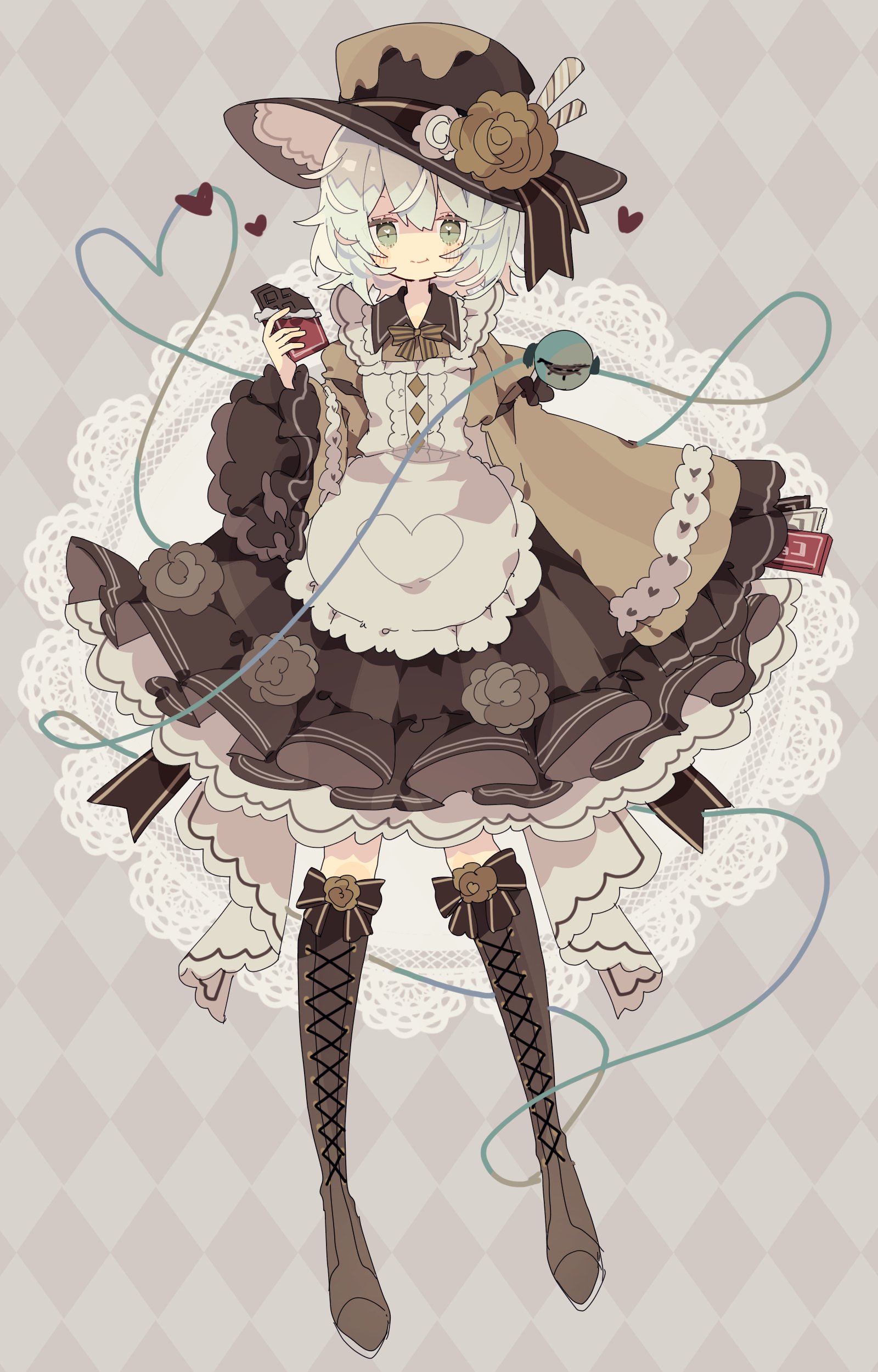 Safebooru 1girl Absurdres Adapted Costume Apron Argyle Argyle