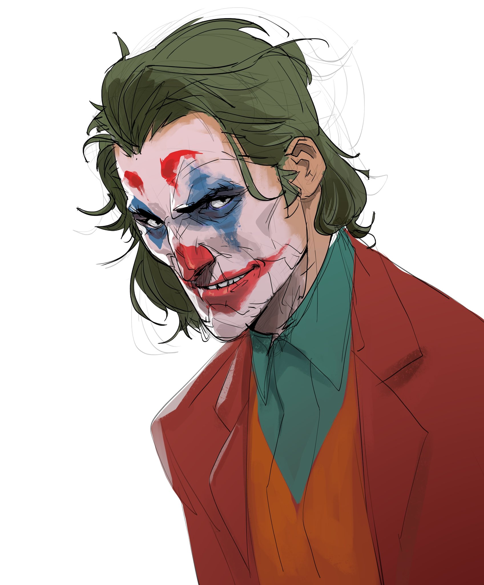 Safebooru - 1boy arthur fleck bangs clown collared shirt facepaint ...