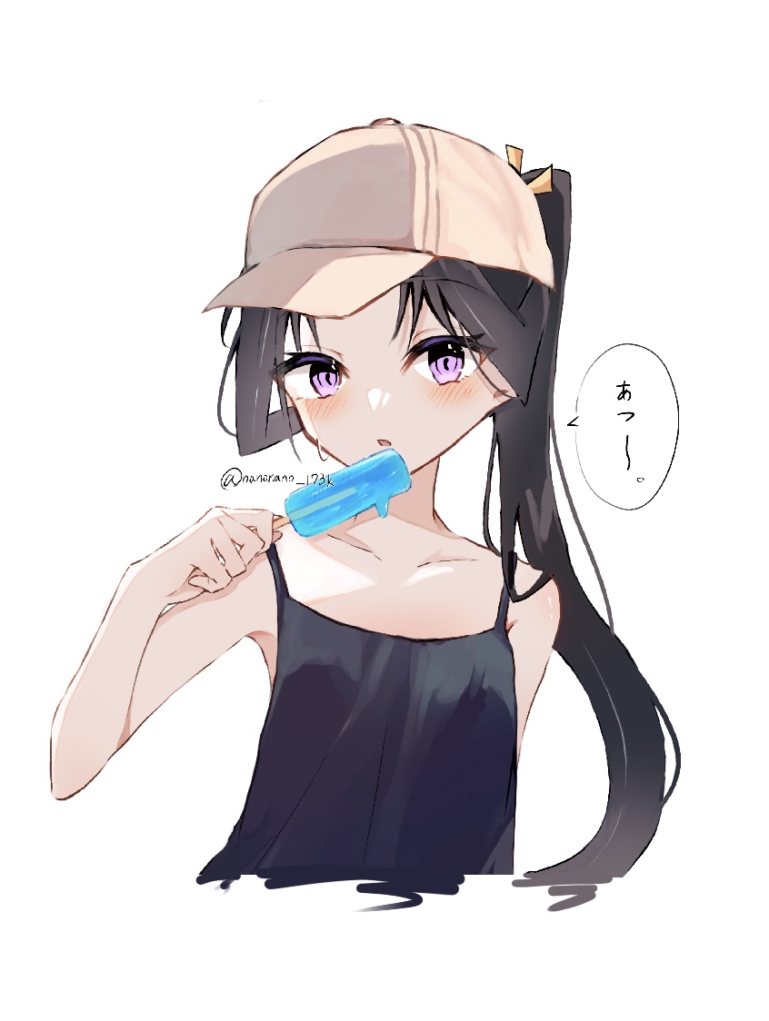 Safebooru - 1boy arm behind back armpit crease armpit peek baseball cap black hair black tank ...