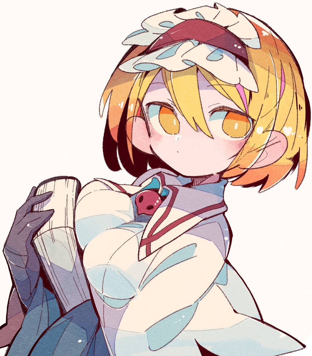 Safebooru - 1girl alice margatroid ascot blonde hair blue eyes book breasts frilled ascot frills ...