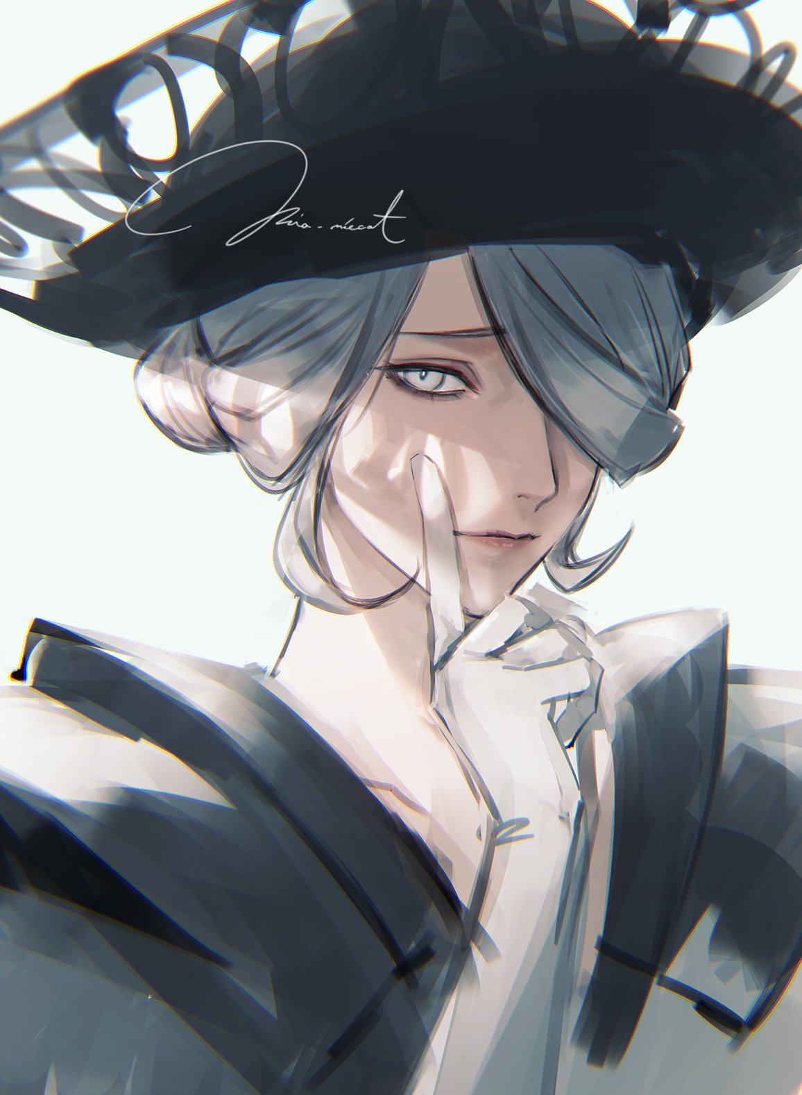 Safebooru - 1girl black dress black headwear closed mouth cogita (pokemon) collarbone commentary ...