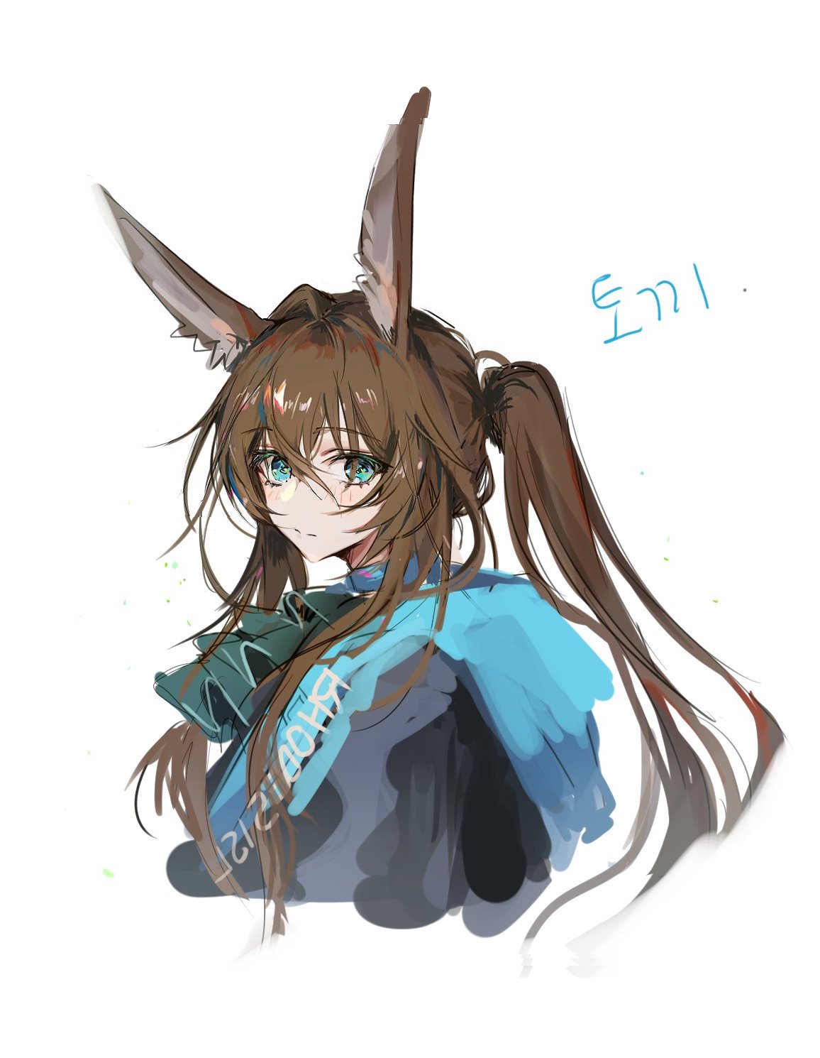 Safebooru - 0m1nyu 1girl amiya (arknights) animal ears arknights ascot black jacket blue ascot ...