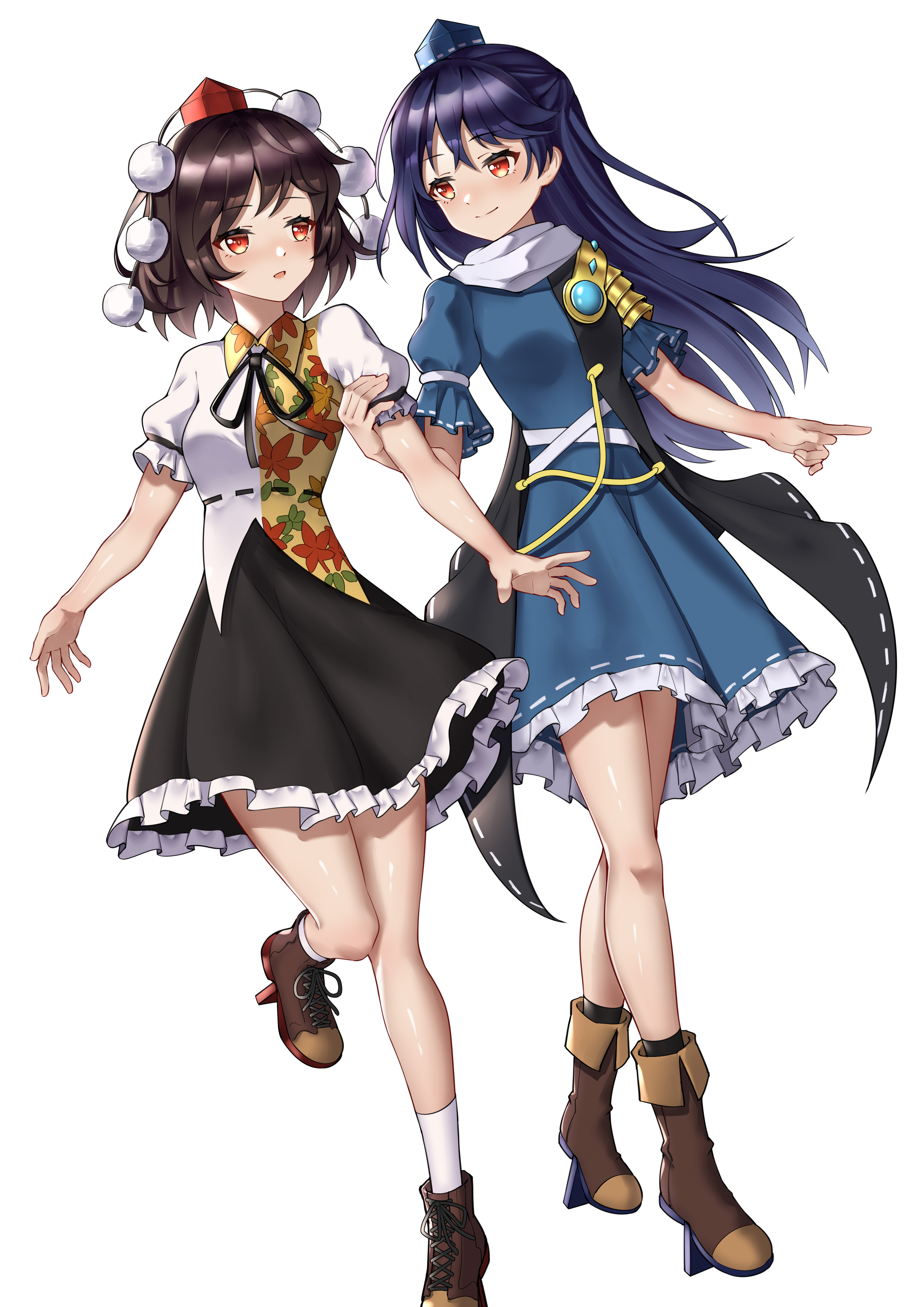 Safebooru - absurdres ailu elf black hair black legwear black ribbon black skirt blue dress blue ...