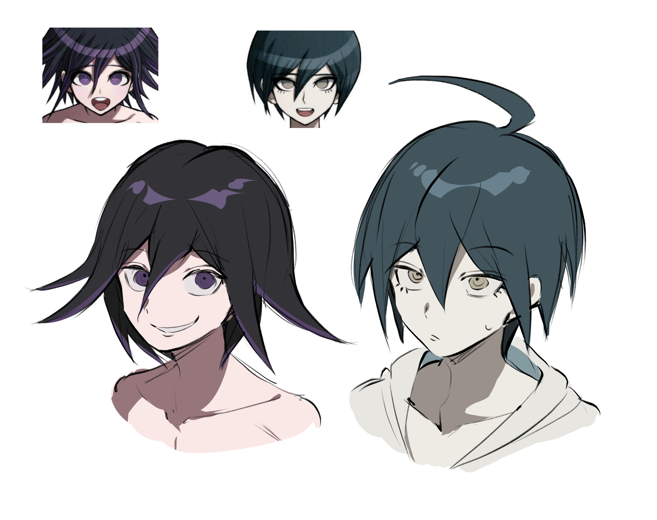 Safebooru - 2boys ahoge bangs brown eyes collarbone danganronpa (series ...