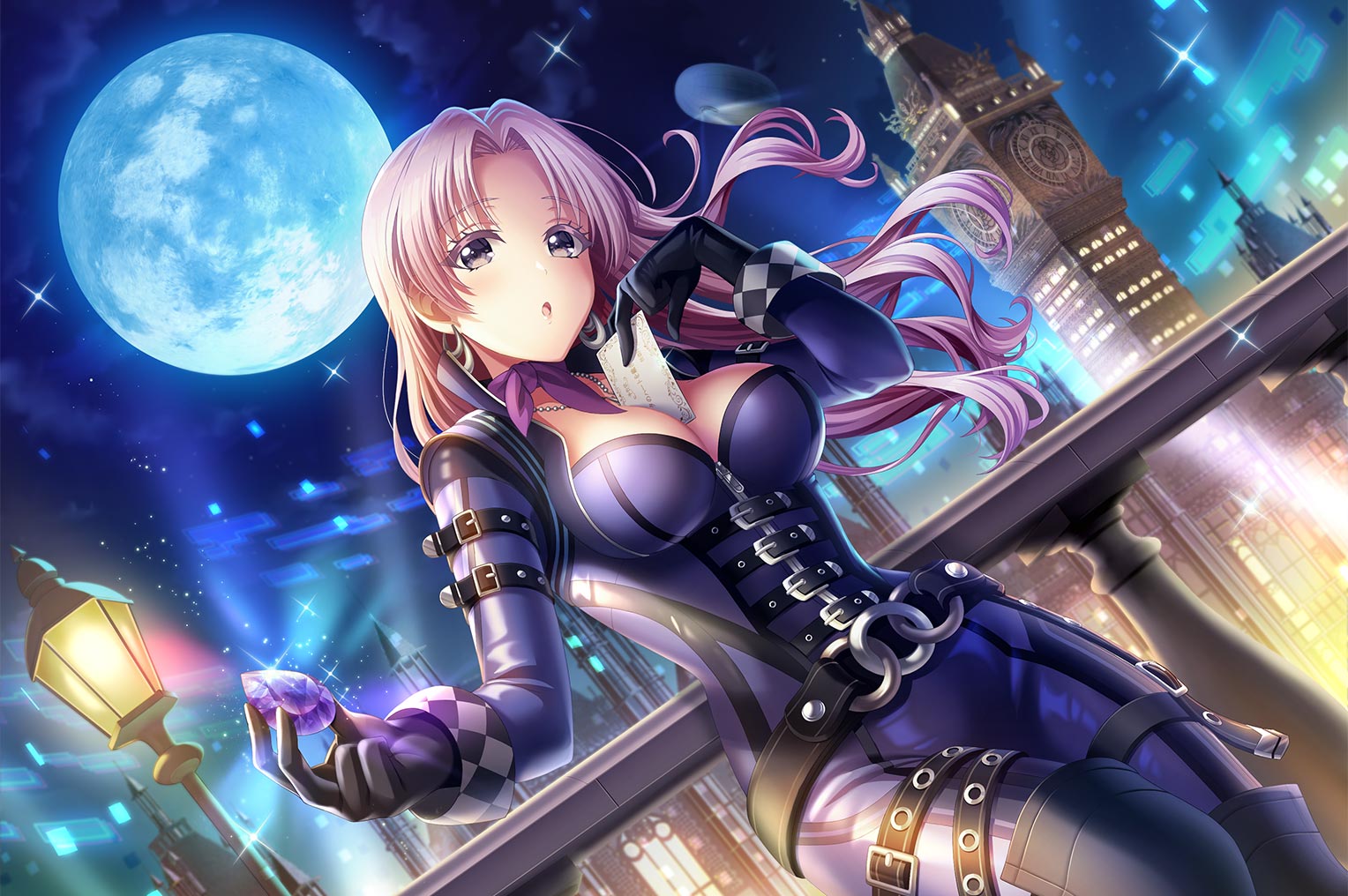 Safebooru - 1girl blush bodysuit brown eyes d4dj long hair official art pink hair yano hiiro ...