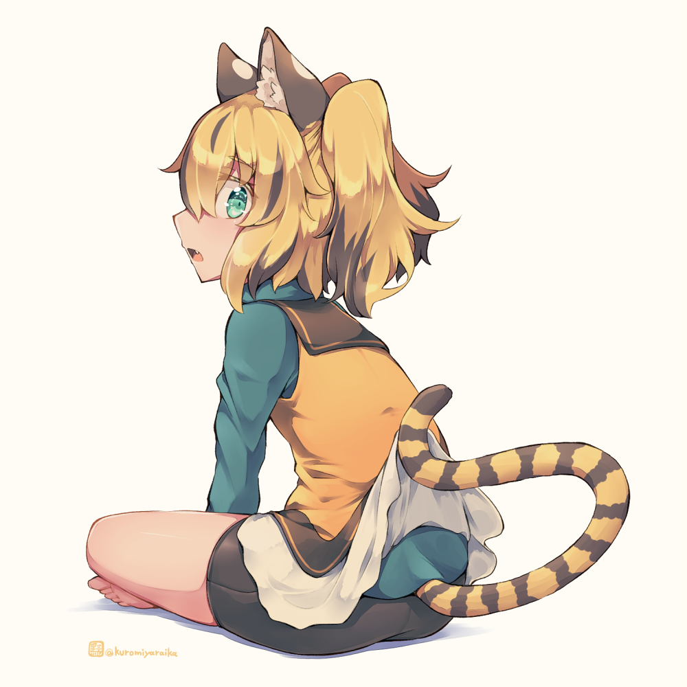 Safebooru - 1girl accidental exposure animal ear fluff animal ears bangs bike shorts black hair ...