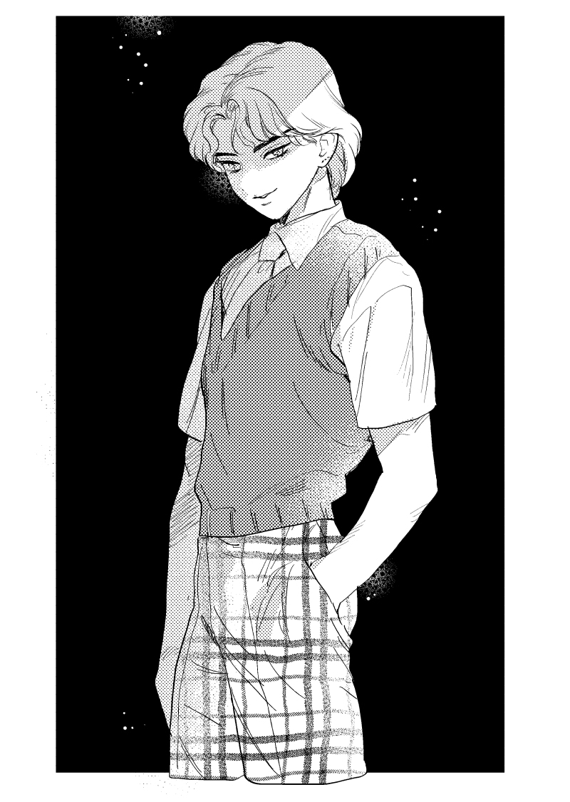 Safebooru - 1boy child dio brando greyscale halftone hand in pocket ...