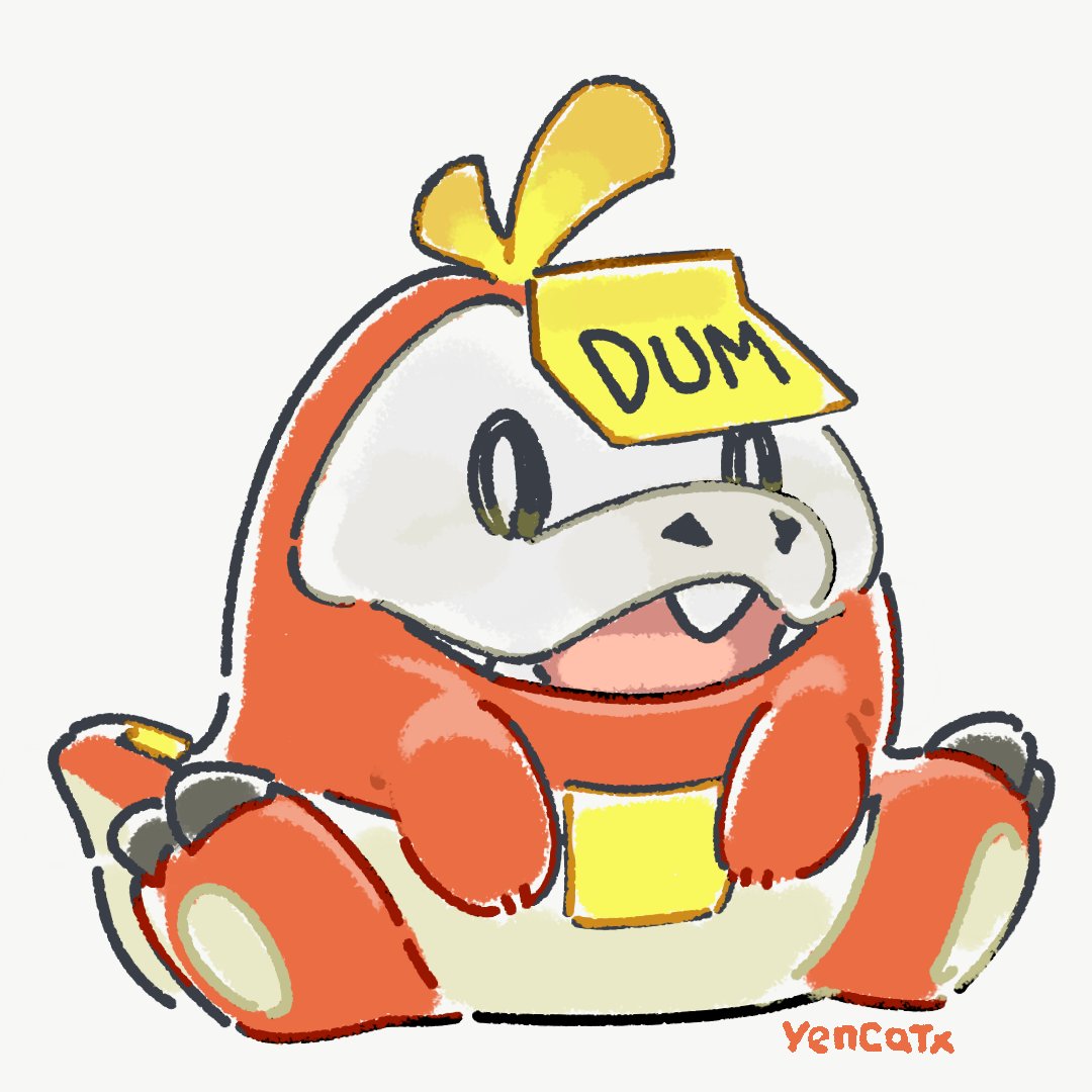 Safebooru - artist name bright pupils fangs fuecoco grey background no ...