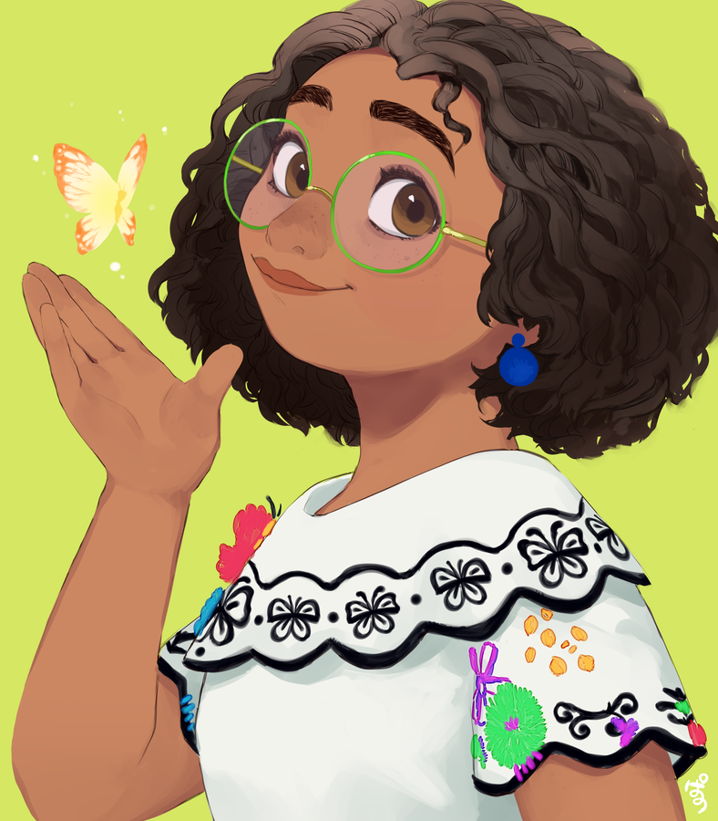 Safebooru - 1girl animal print arm at side blouse brown eyes brown hair bug butterfly butterfly ...