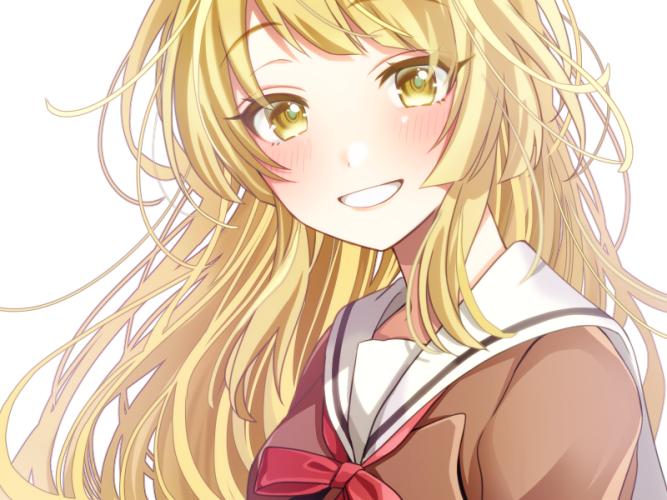 Safebooru - 1girl bang dream! blonde hair blush hanasakigawa school uniform long hair looking at ...