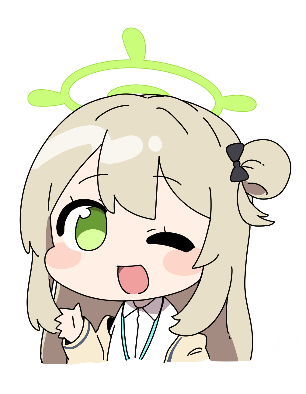 Safebooru - 1girl :d black bow blue archive blush stickers bow chibi ...