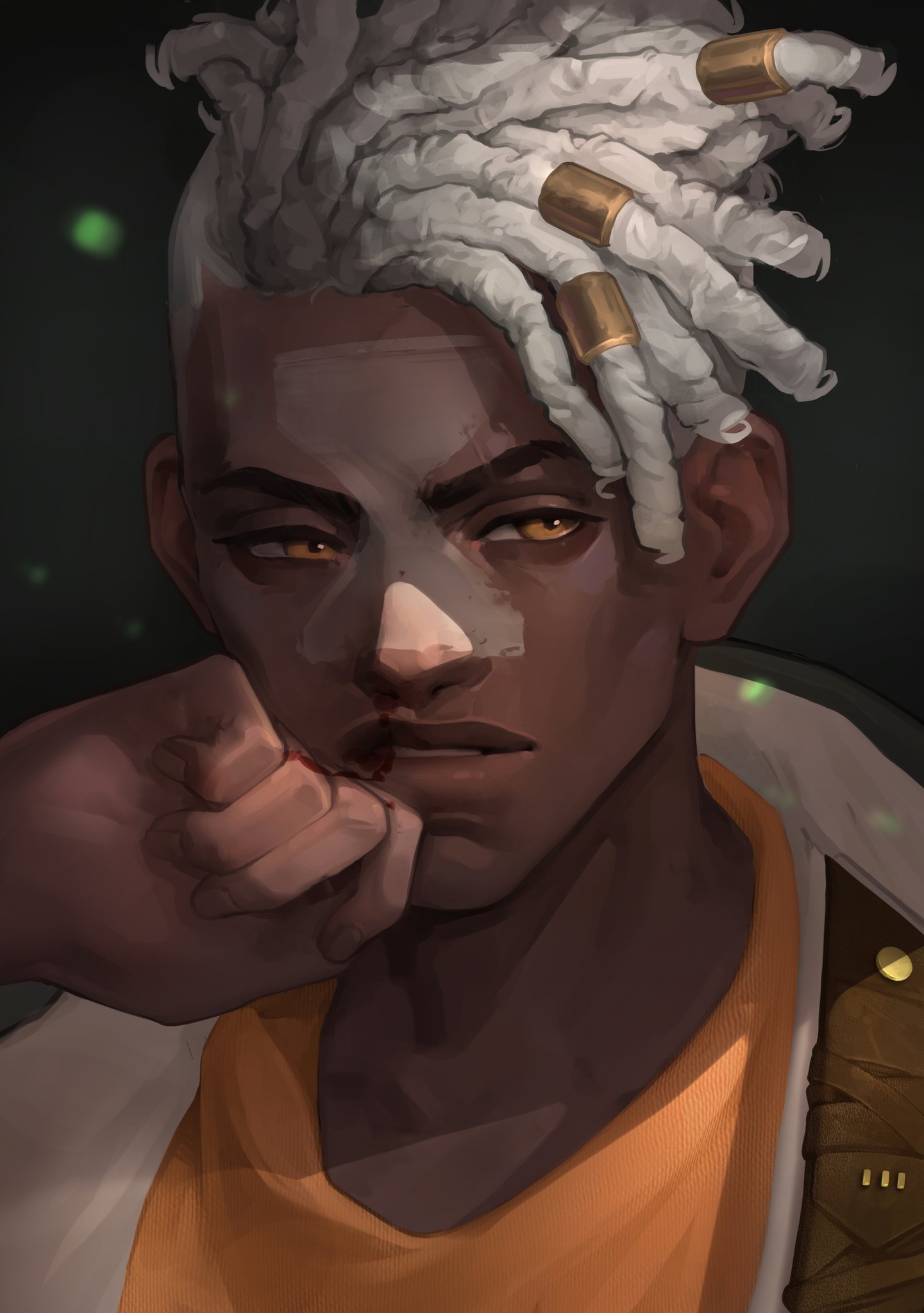 Safebooru - 1boy arcane: league of legends bangs black background blood ...