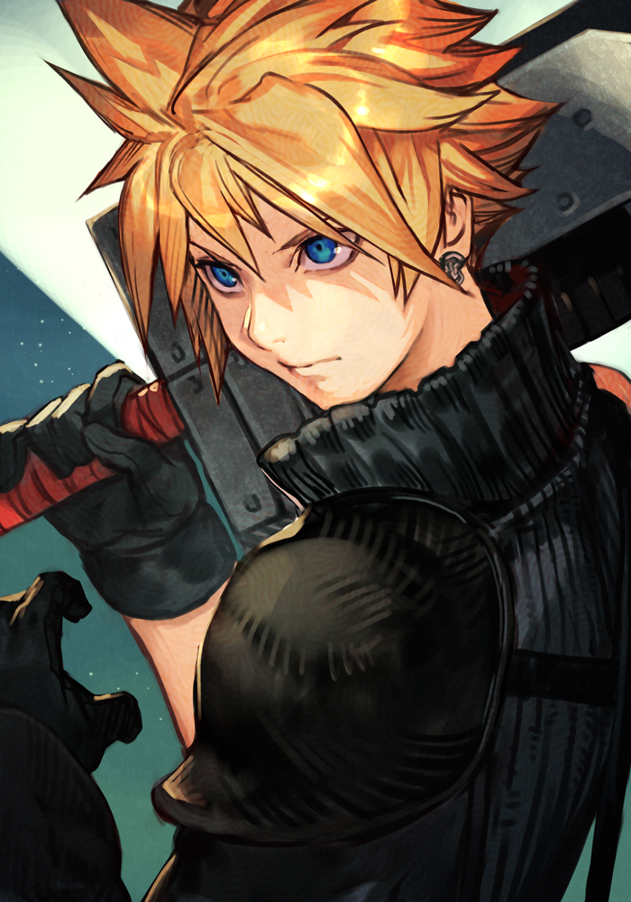 Safebooru - 1boy black gloves blonde hair blue eyes closed mouth cloud strife final fantasy ...