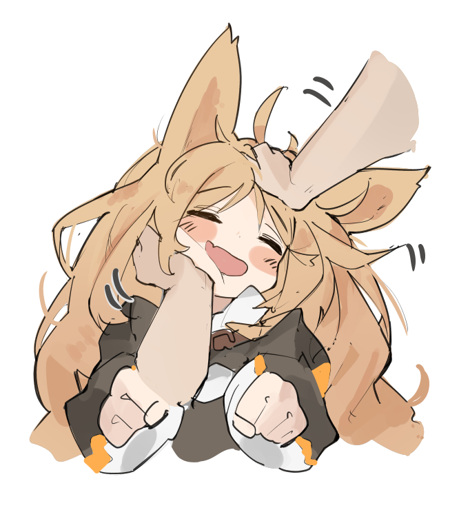 Safebooru - 1girl :d ahoge animal ears arknights black coat blush blush stickers brown hair ...