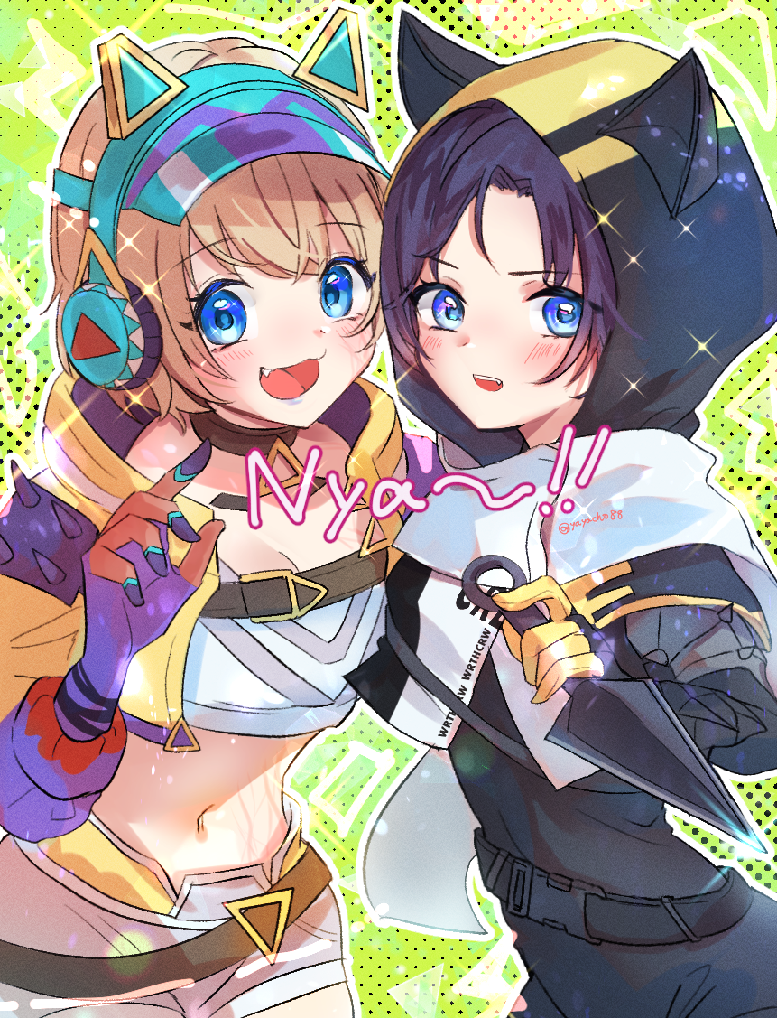 Safebooru - 2girls :3 animal hood animification apex legends bangs belt black belt black ...