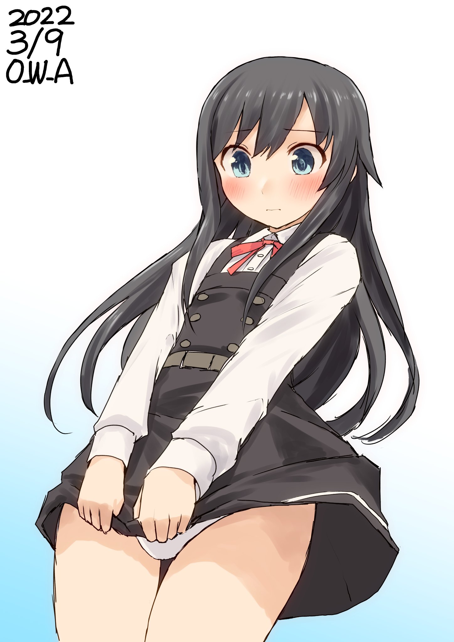 Safebooru - 1girl asashio (kancolle) asashio kai ni (kancolle) belt black hair blue eyes clothes ...