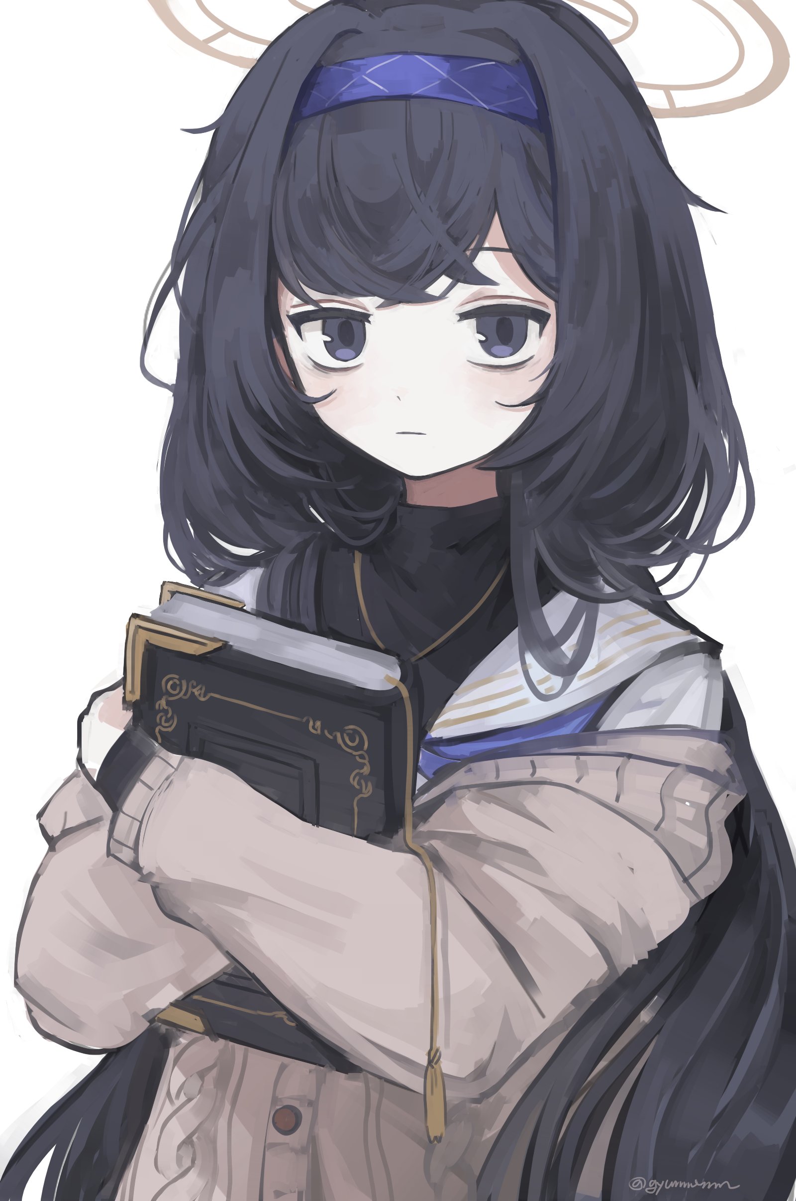 Safebooru - 1girl absurdres bags under eyes bangs black hair black undershirt blue archive blue ...