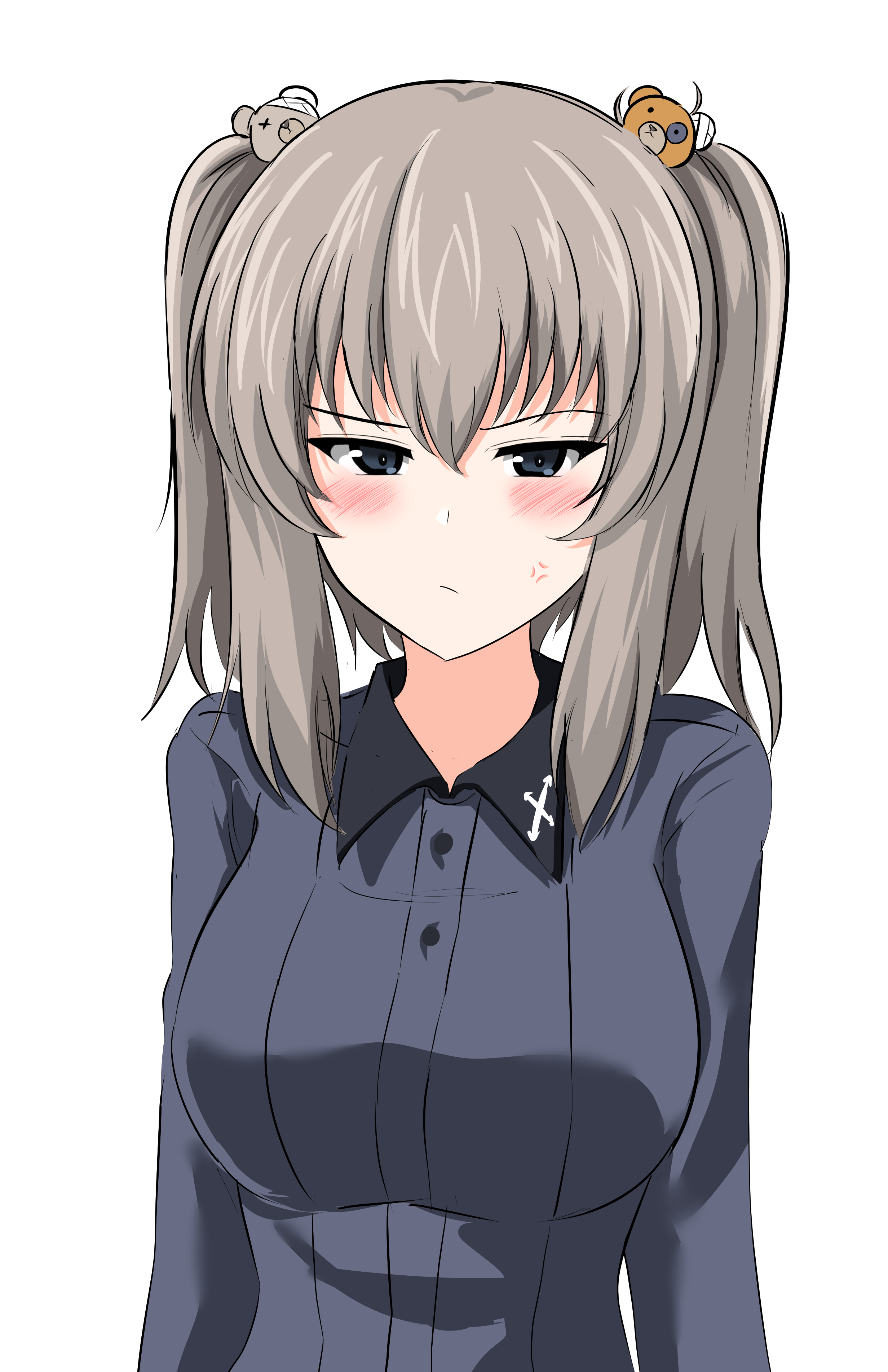 Safebooru - 1girl absurdres aikir (jml5160) alternate hairstyle anger vein angry bangs bear hair ...
