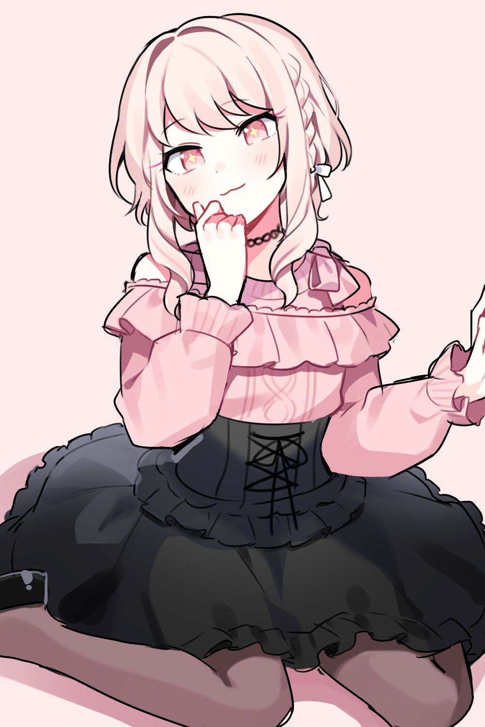 Safebooru - 1other akiyama mizuki androgynous black dress black footwear bow choker dress ...