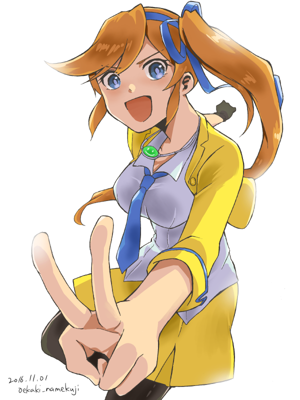 Safebooru - 1girl :d ace attorney athena cykes bangs black gloves blue eyes blue necktie blue ...