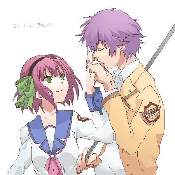 Safebooru - 1girl angel beats! couple hand kiss kiss noda noda (angel ...