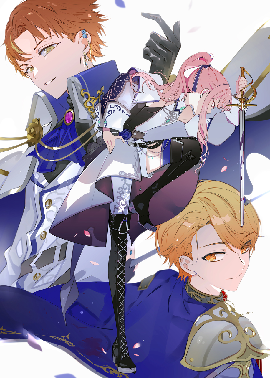 Safebooru - 1other 2boys akiyama mizuki armor armpit crease ascot asymmetrical clothes ...