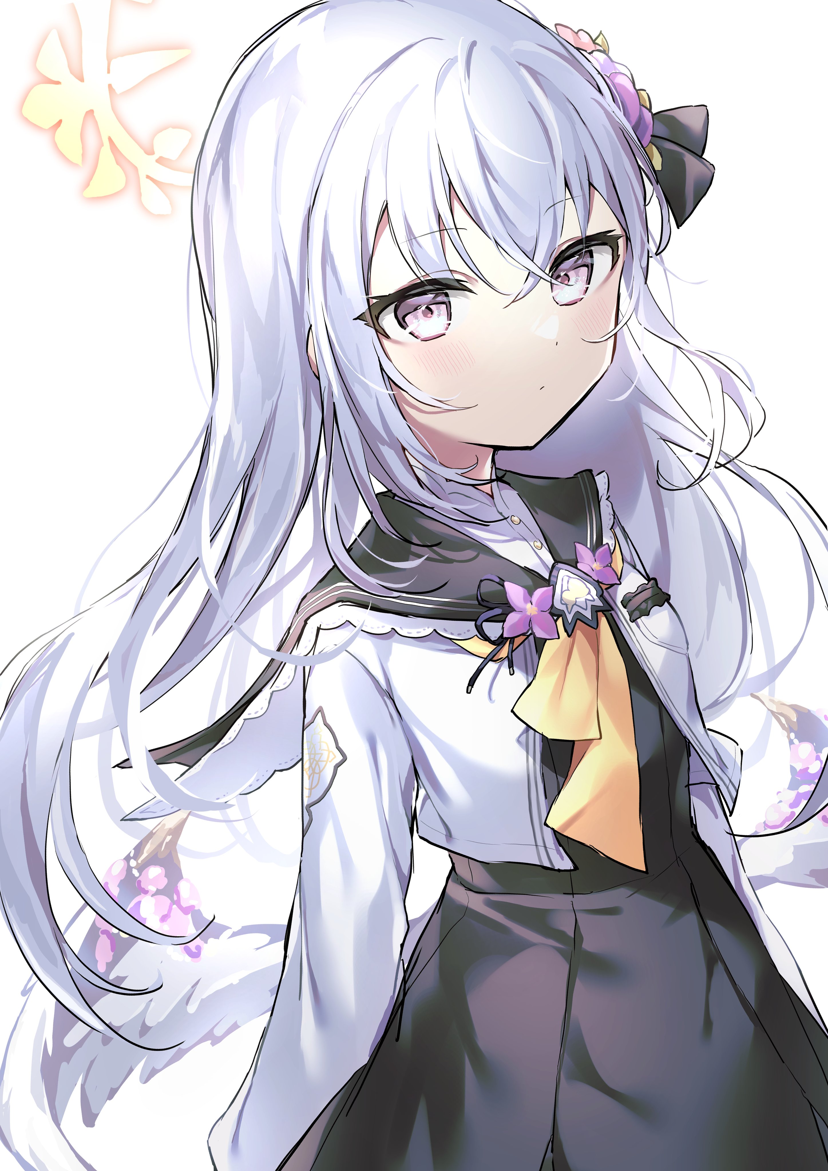 Safebooru - 1girl absurdres angel wings azusa (blue archive) blue archive breasts closed mouth ...